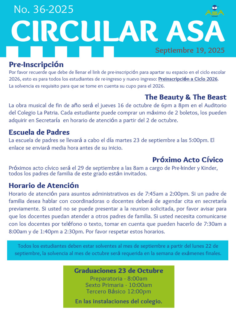 Circular ASA: Actividades y Requisitos 2025 | PDF