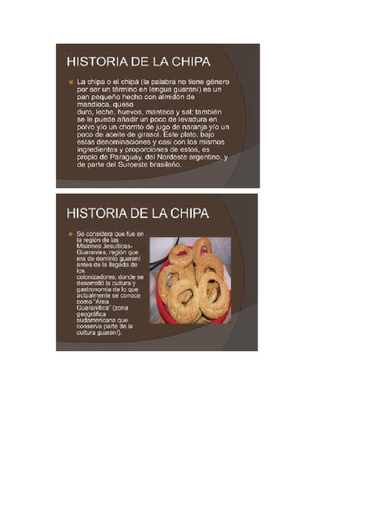 CHIPA HISTORIA Y RECETA | PDF | Cocina de las Americas | Cocinando
