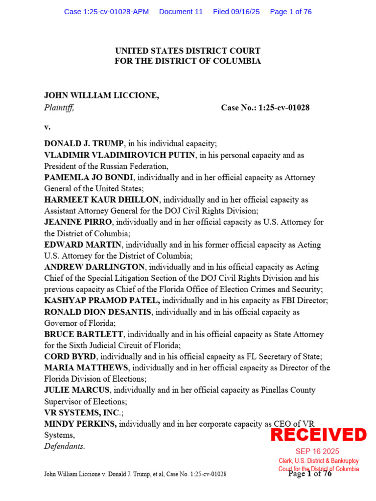 Liccione v. Trump: RICO and Election Fraud | PDF | Title 18 Of The ...