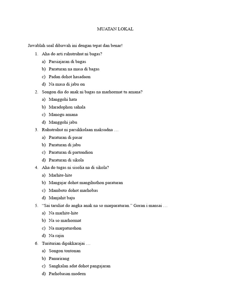 Soal Muatan Lokal | PDF