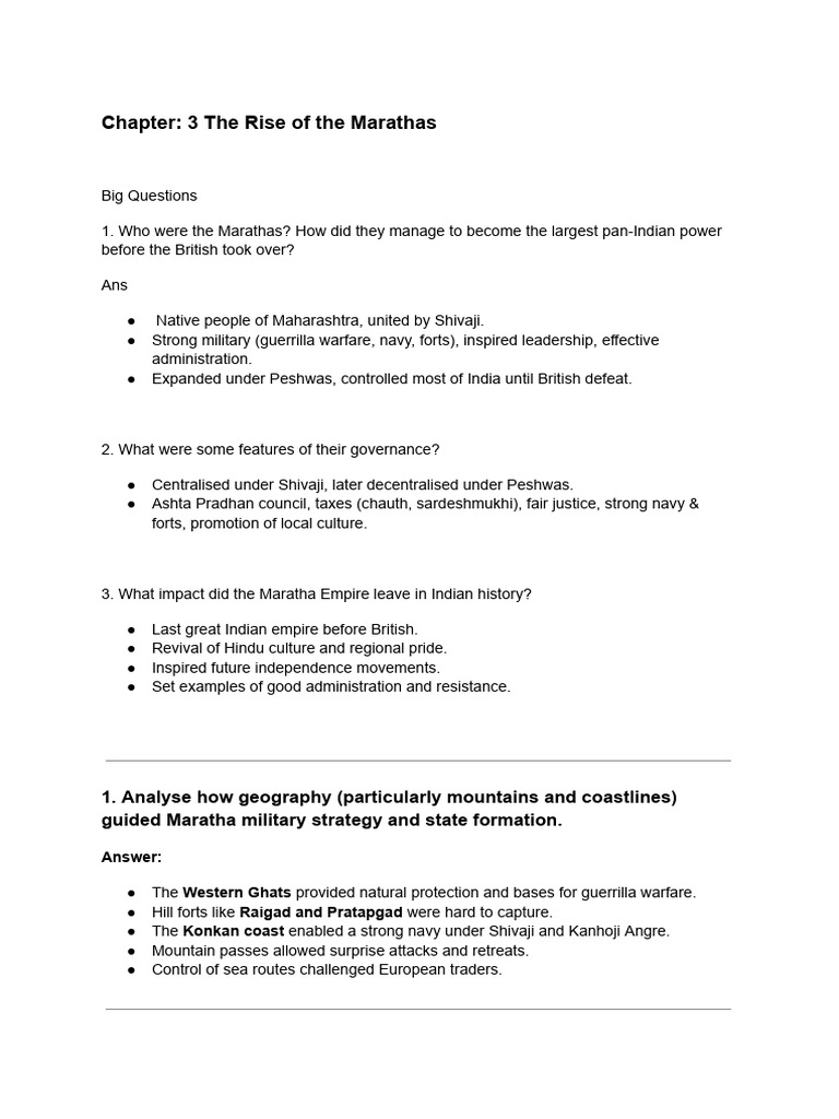 Chapter - 3 The Rise of The Marathas | PDF