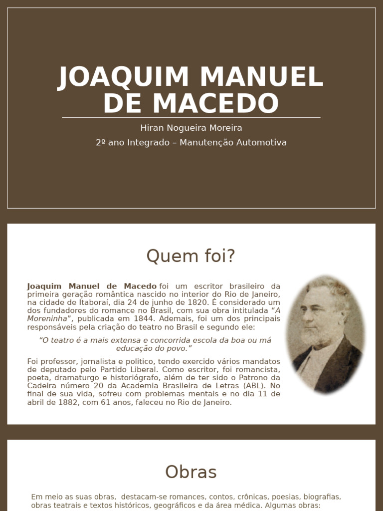 Joaquim Manuel de Macedo: Vida e Obras | PDF