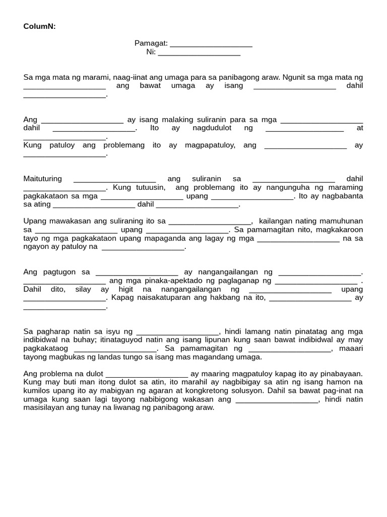 Thought Triggers Column Writing | PDF