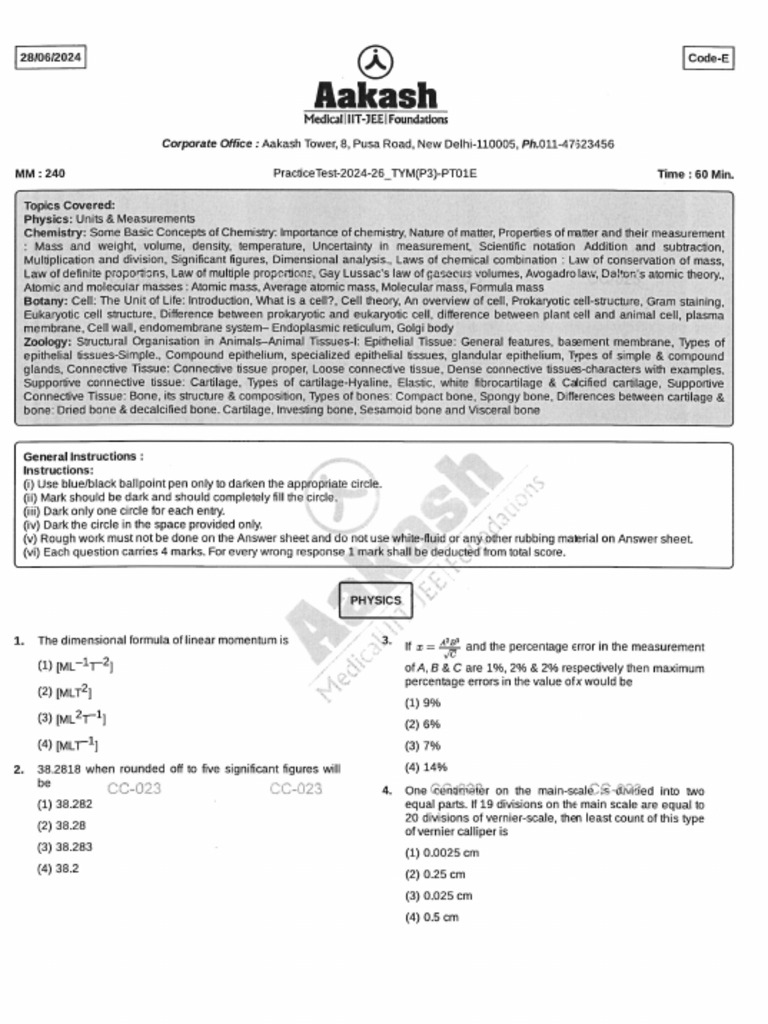 Tym PT 01 p3 Code e QP | PDF