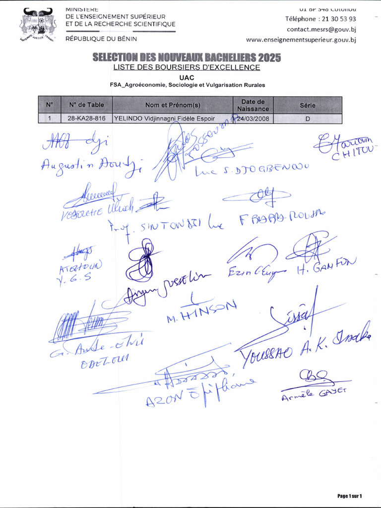 Liste des Boursiers FSA 2025 | PDF
