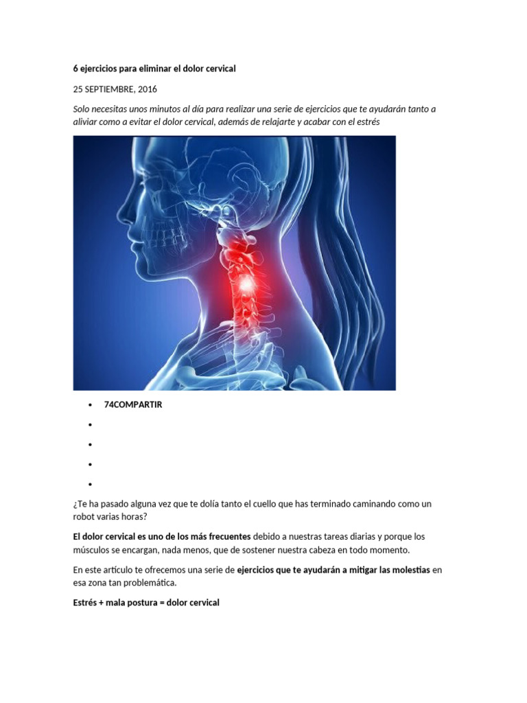 Ejercicios para aliviar el dolor cervical | PDF | Hombro | Rodilla