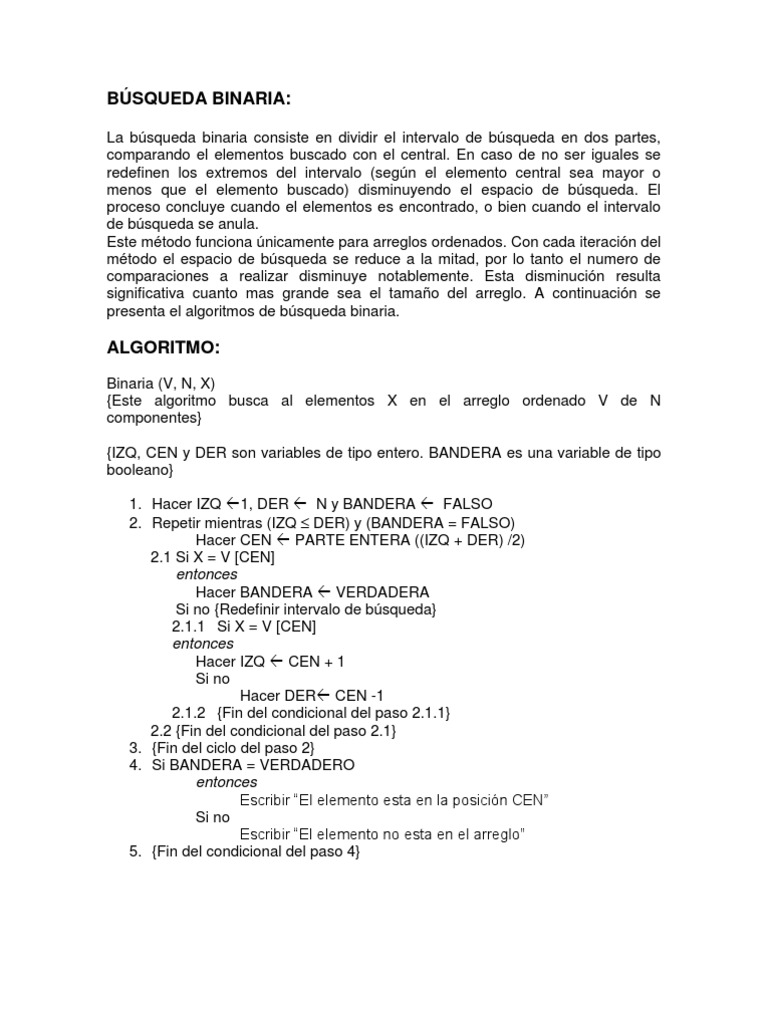 Búsqueda Binaria | PDF | Algoritmos | Lógica matemática