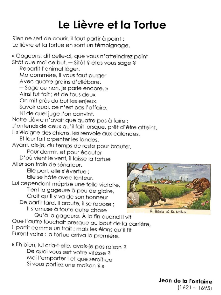 Fable - Le Lièvre Et La Tortue | PDF