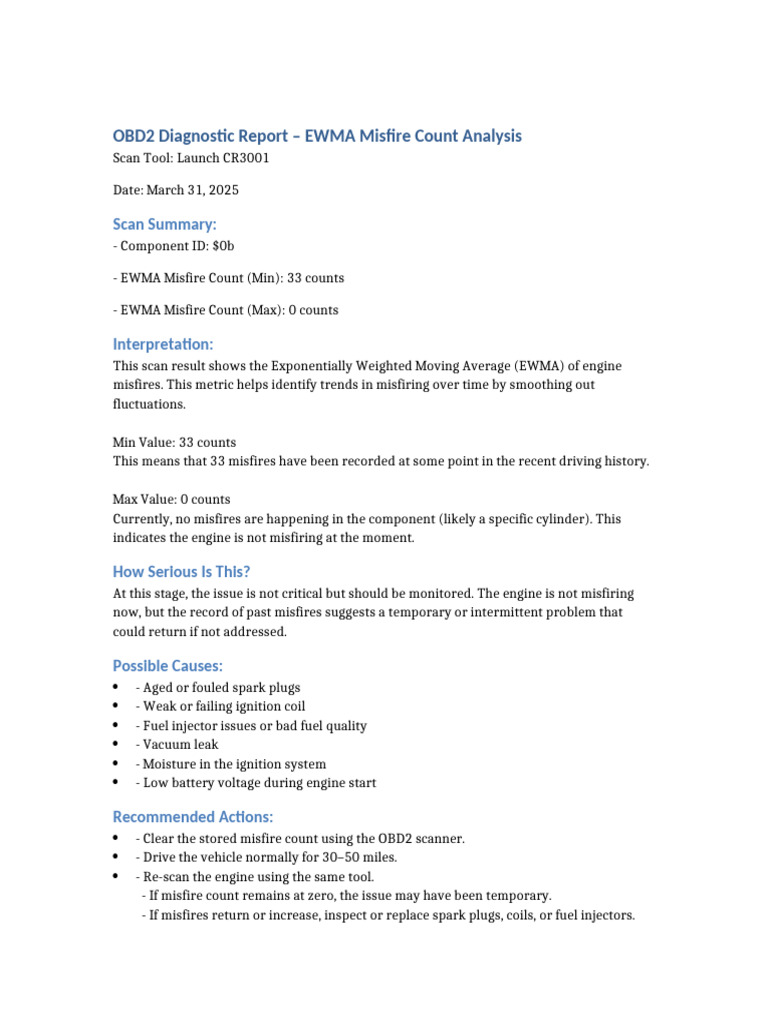 EWMA Misfire Report | PDF