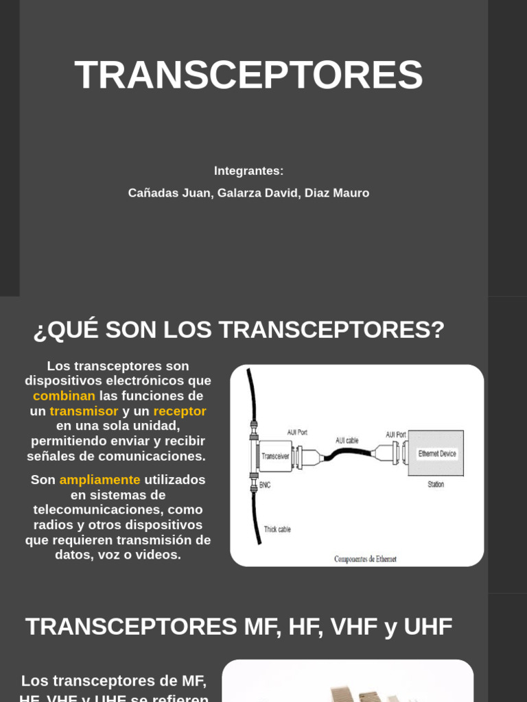 Presentacion Transceptores | PDF | Transmisor | Muy alta frecuencia