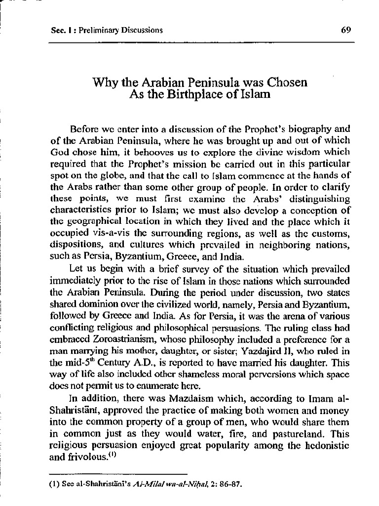 Why The Arabian Peninsula Was Chosen As The Birthplace Islam | PDF