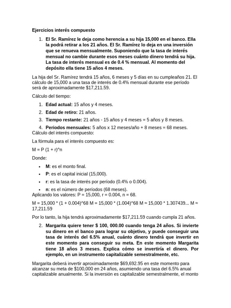 Ejercicios de Interés Compuesto y Créditos | PDF | Interés | Interés ...