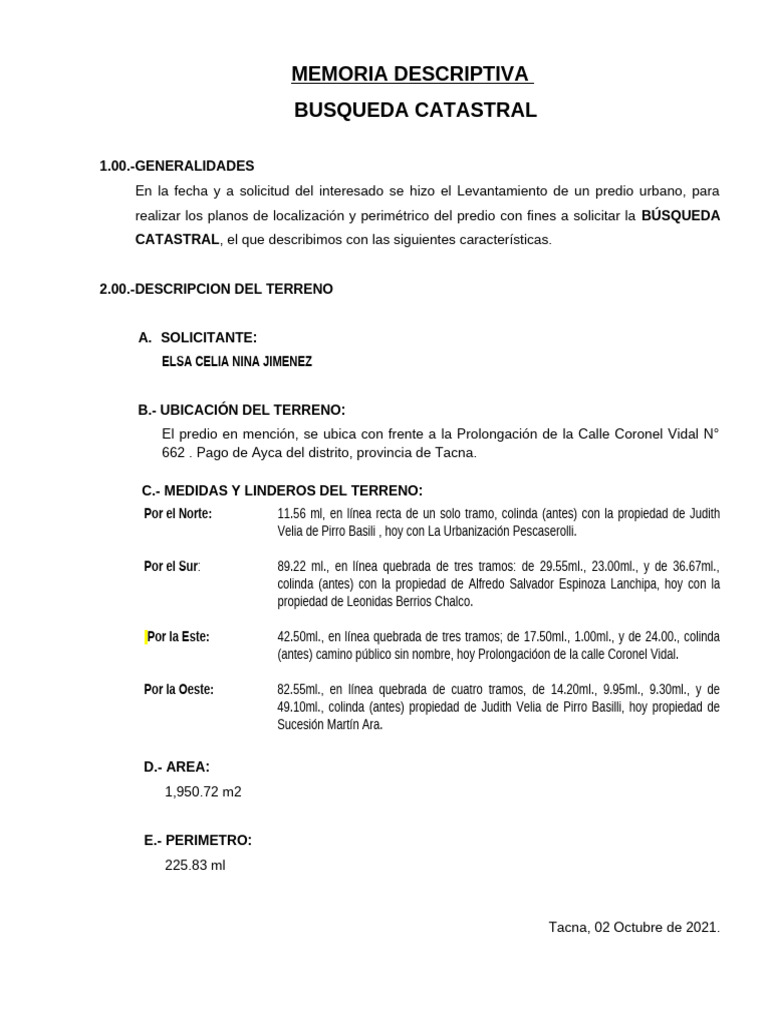 Búsqueda Catastral de Nina Jiménez | PDF