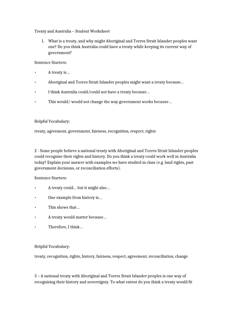 Treaty Worksheet | PDF