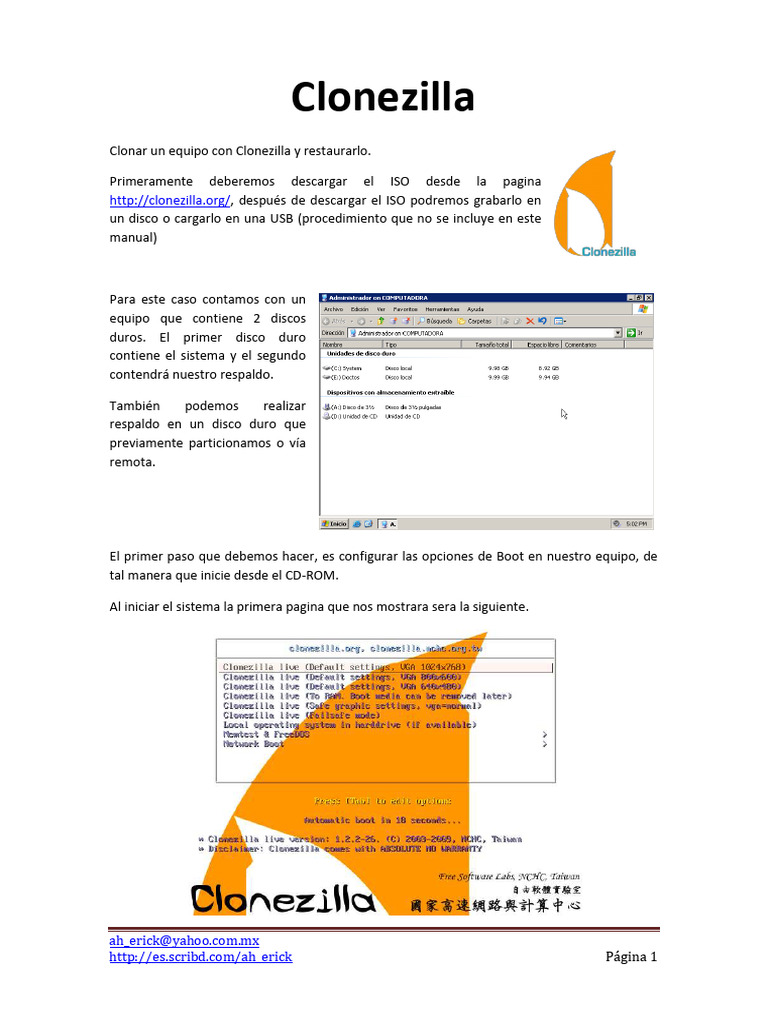 Manual Clonezilla | PDF | Archivo de computadora | Arranque