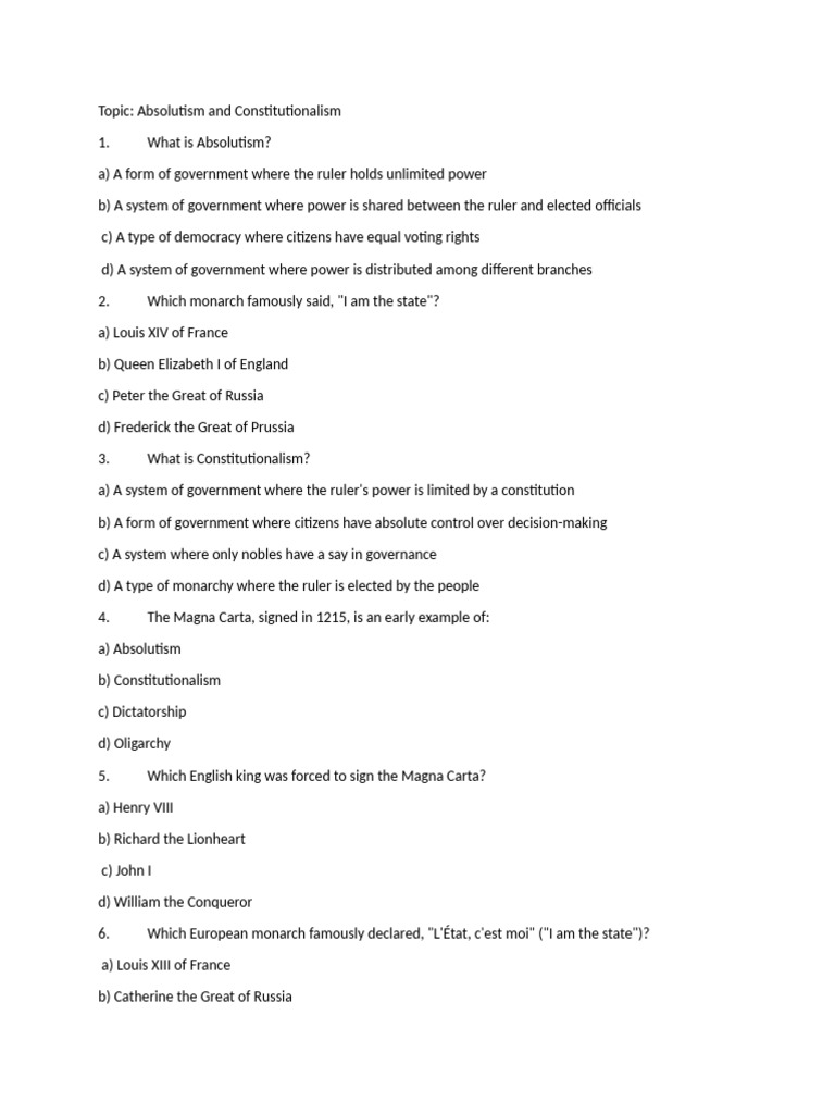 Absolutism-Constitutionalism and Scientific Revolution and ...