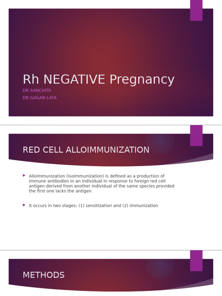 RH Negative Pregnancy | PDF | Immunology | Human Reproduction