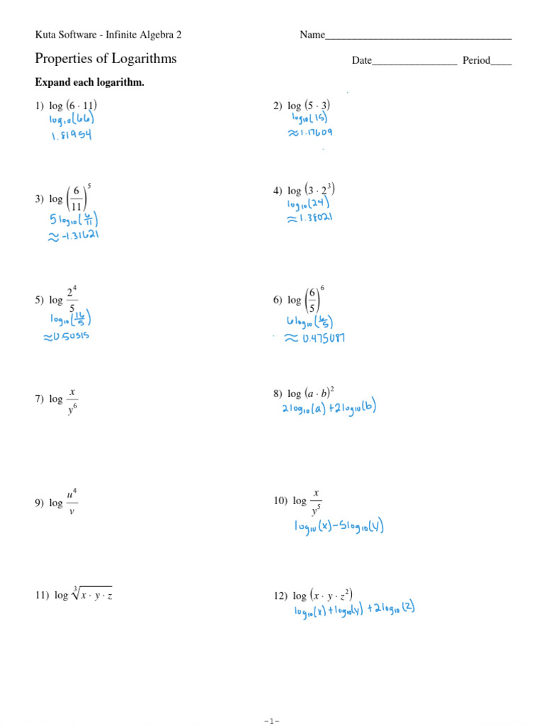 Properties of Logarithms | PDF | Mathematical Concepts | Mathematical ...