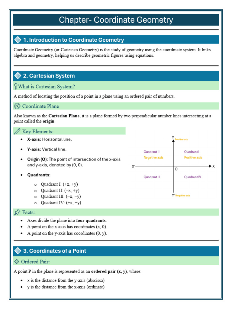 Chapter 3. Coordinate Geometry | PDF | Cartesian Coordinate System ...