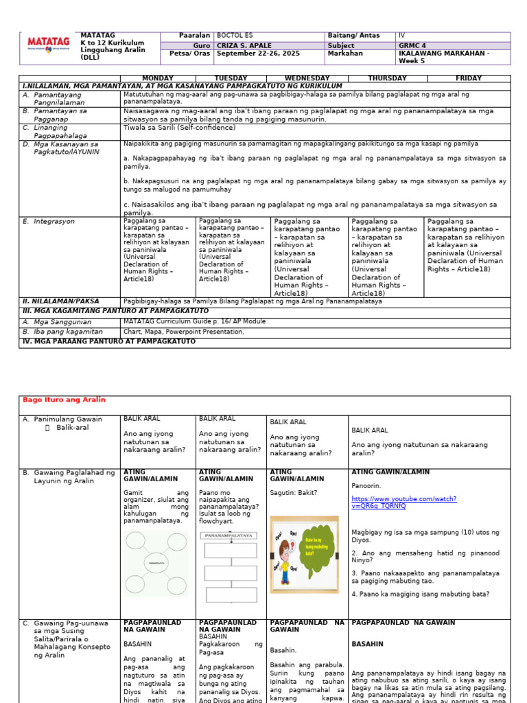 DLL GMRC G4 Q2 W5 | PDF