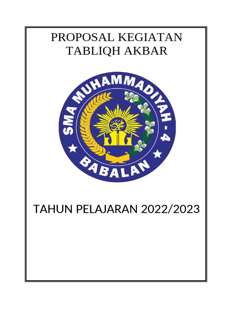 Proposal Tabliq Akbar: Akhlak Pelajar 4.0 | PDF