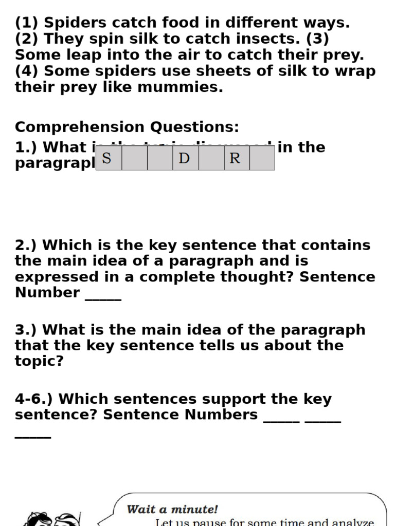 Q3 - Eng 6 - Identifying The Main Idea, Key Sentence, and Supporting ...