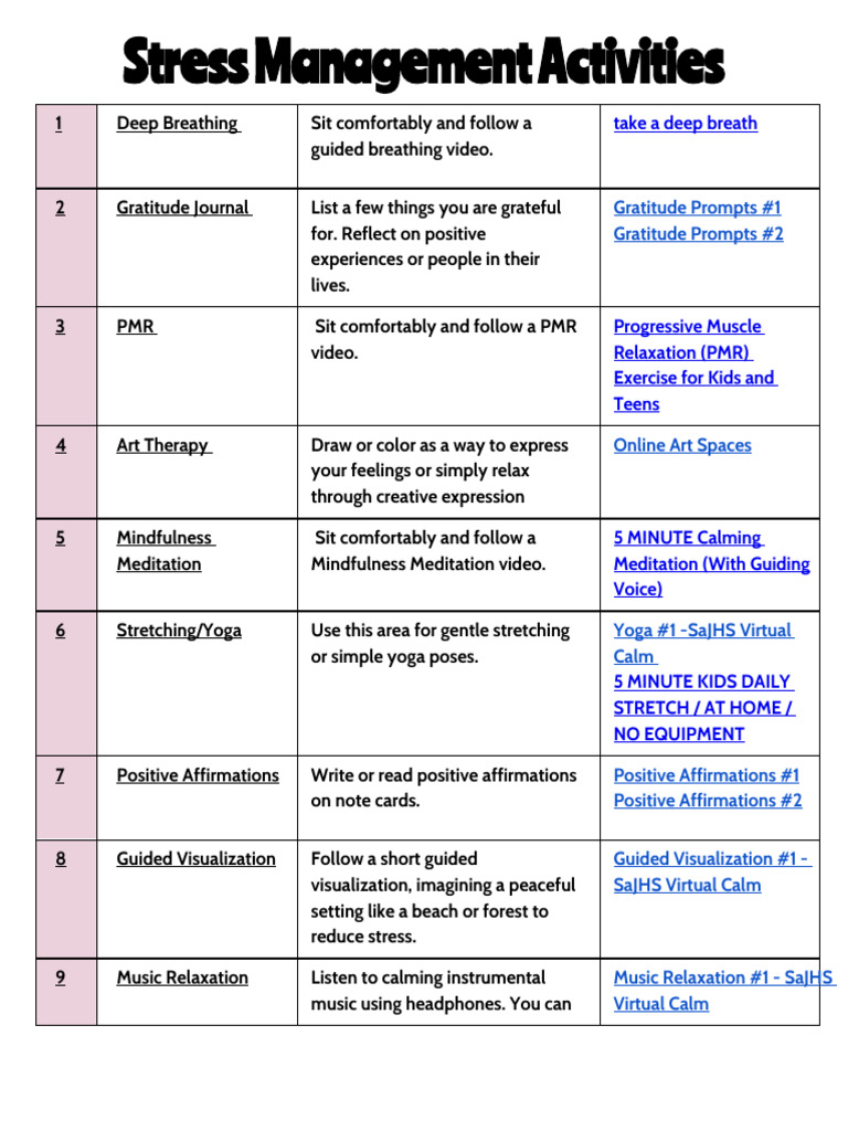 Effective Stress Management Activities | PDF | Meditation ...