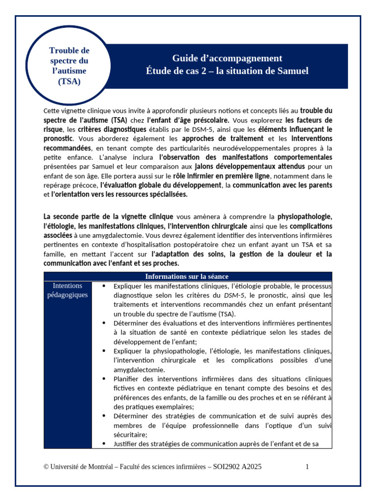 Guide D'accompagnement - Étude de Cas 2 - Trouble de Lautisme - 18 Août ...