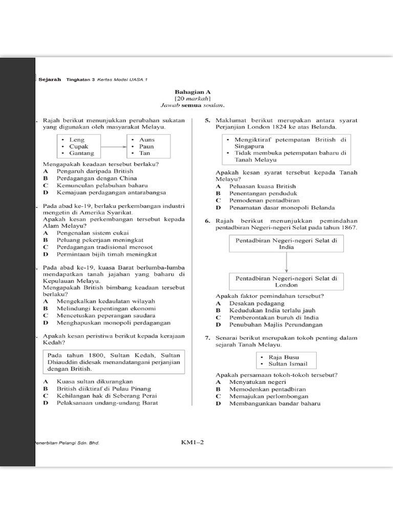 Skor A Uasa Sejarah KSSM Tingkatan 3 2024 2 | PDF
