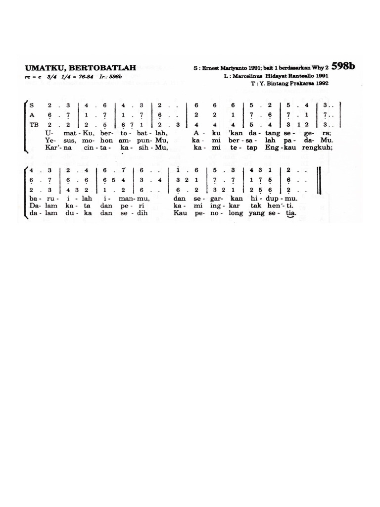 UmatKu Bertobatlah - PS 598b | PDF