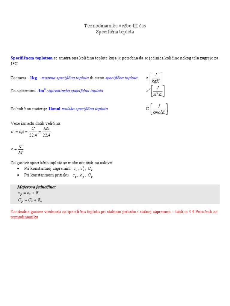 Specificna Toplota | PDF