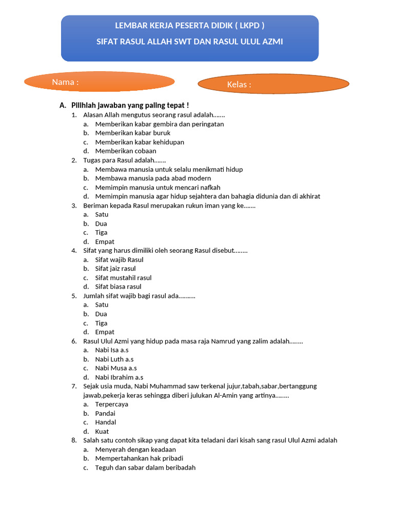 LKPD Kelas 5 Pelajaran 7 N | PDF