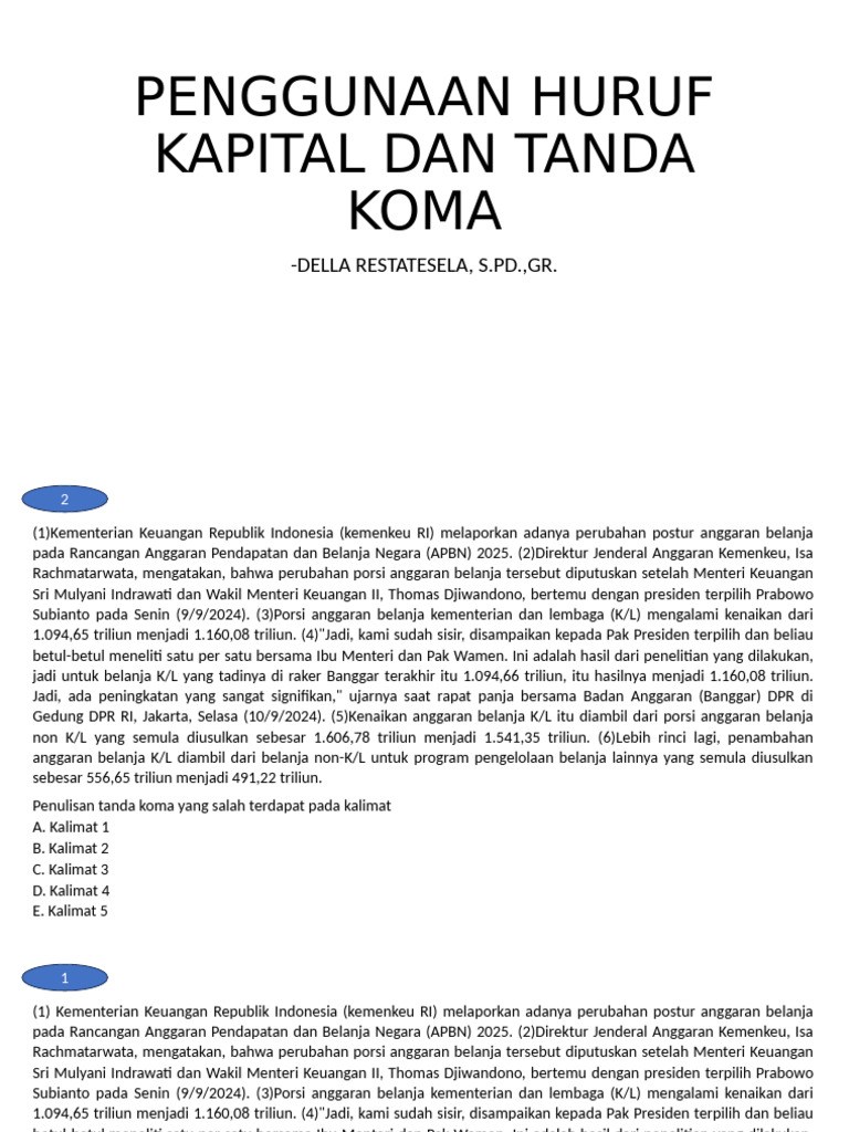 Penggunaan Huruf Kapital dan Tanda Koma | PDF