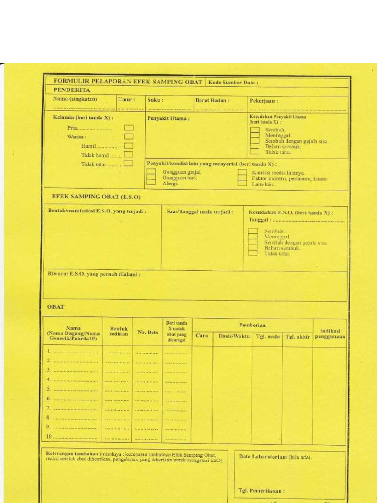 Form Monitoring Efek Samping Obat | PDF