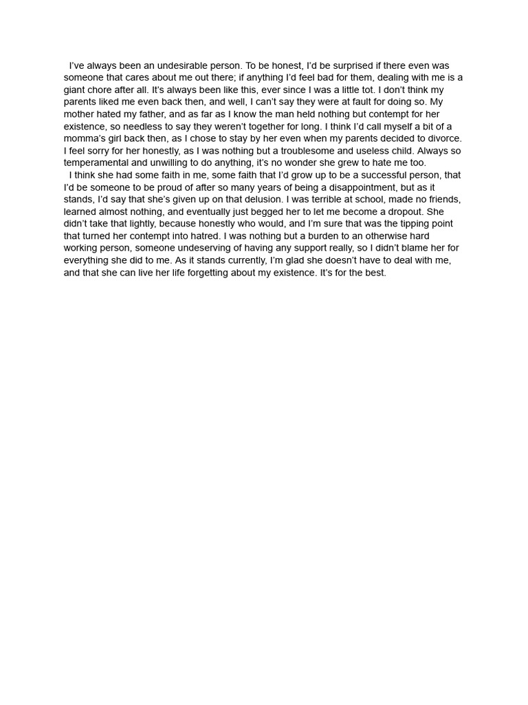 Struggles of an Undesirable Child | PDF
