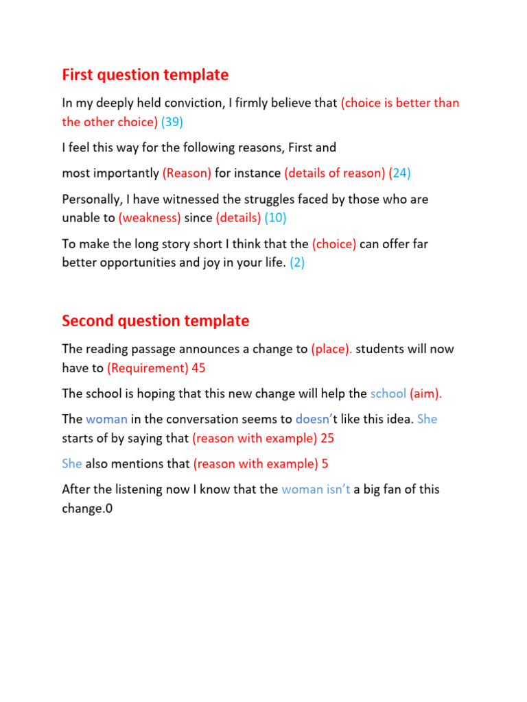Second Question Template | PDF
