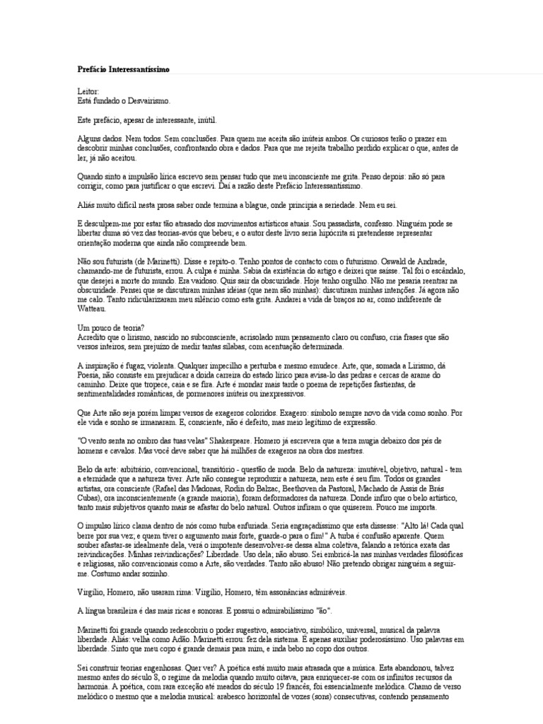 Prefácio Interessantíssimo de Andrade | PDF | Palavra | Poesia lírica