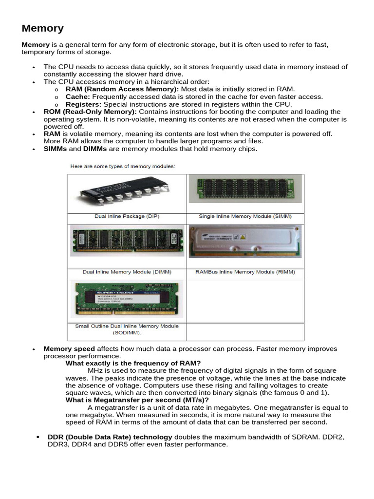 Understanding Computer Memory Types | PDF | Solid State Drive | Hard Disk Drive