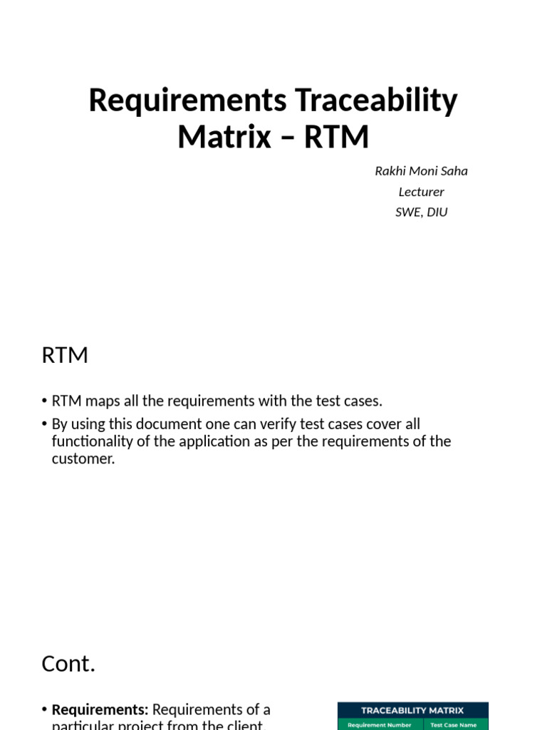 11 - 1 - Requirements Traceability Matrix - RTM | PDF | Software ...
