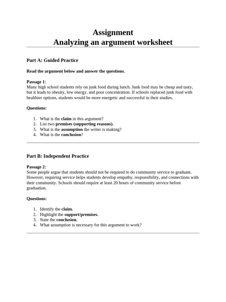 Analyzing An Argument Assignment | PDF