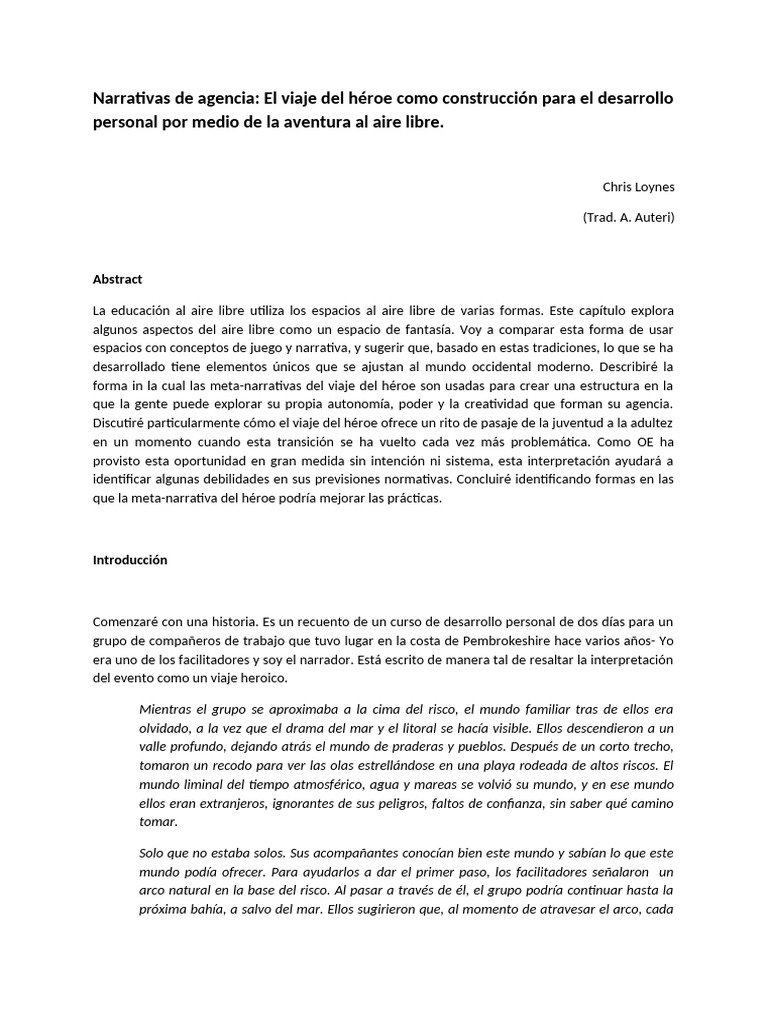 Loynes, Chris (2003) Narrativas de Agencia | PDF | Narración | Aprendizaje