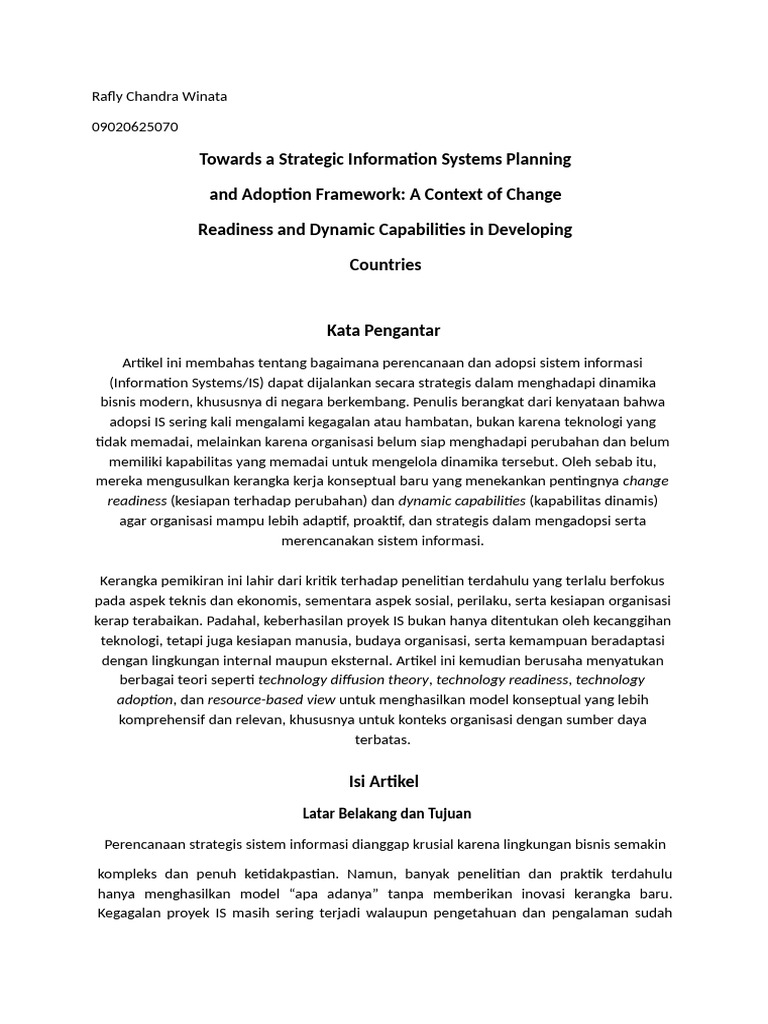 Kerangka Perencanaan Sistem Informasi Strategis | PDF