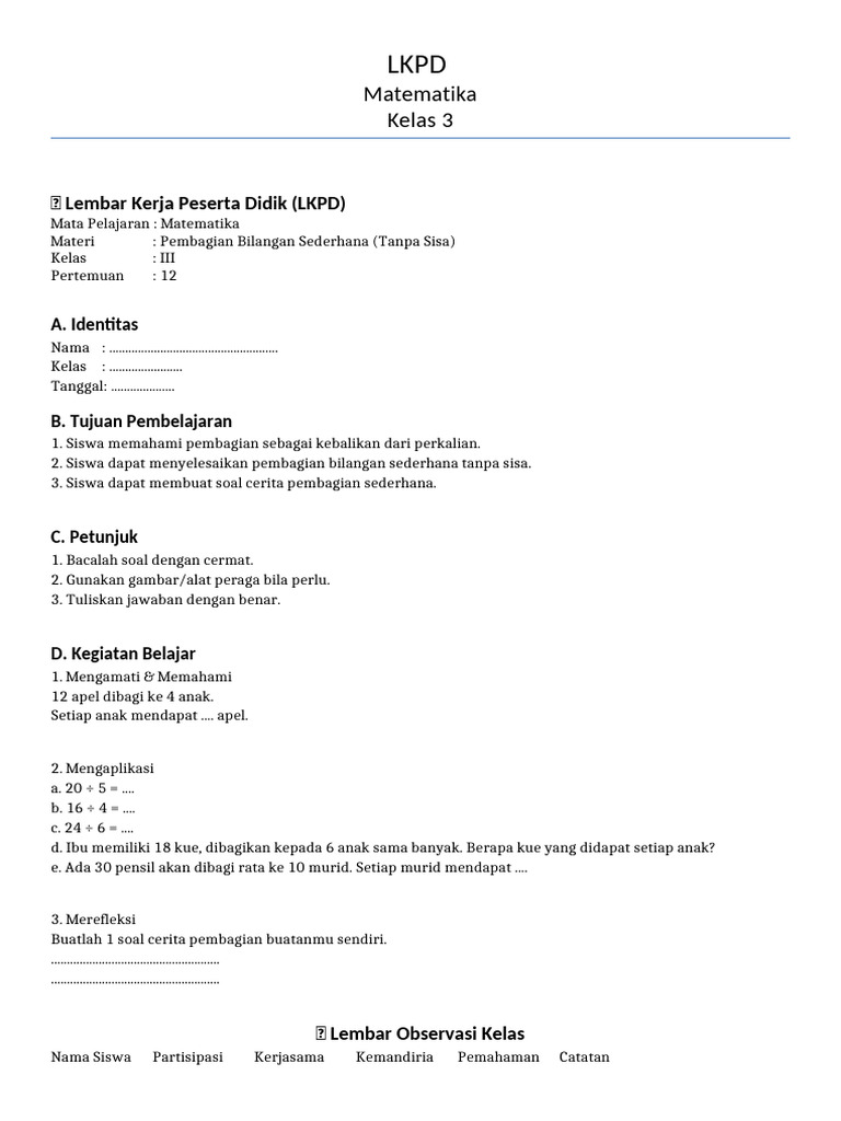 LKPD Penilaian Pertemuan12 | PDF