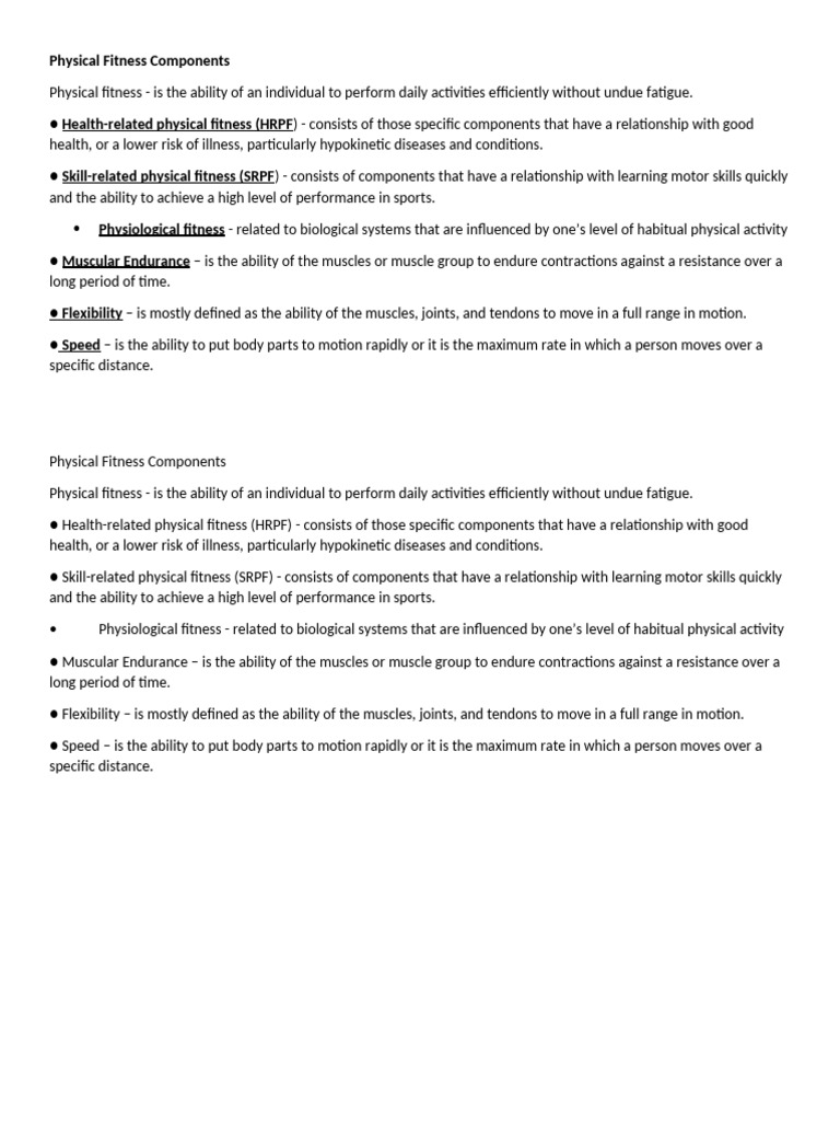 Physical Fitness Components - g7 | PDF