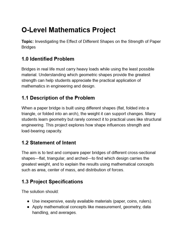 O-Level Mathematics Project | PDF | Mathematics | Shape