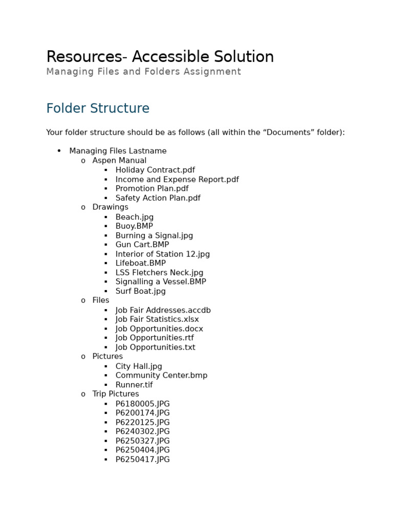 Resources - Accessible Solution (Managing Files and Folders Assignment ...