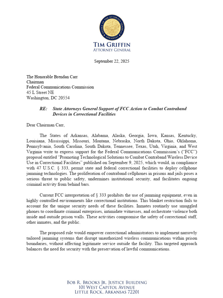 Letter On Cellphone Contraband in Correctional Facilities | PDF ...