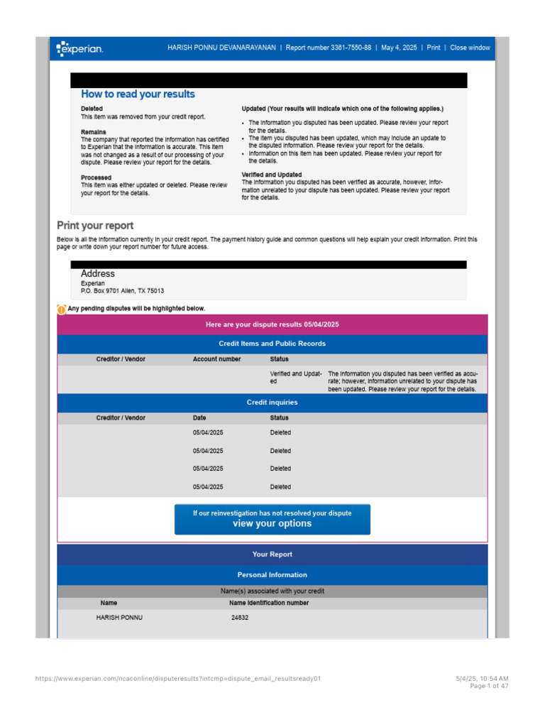 Experian - Access Your Credit Report | PDF | Credit History | Credit Card