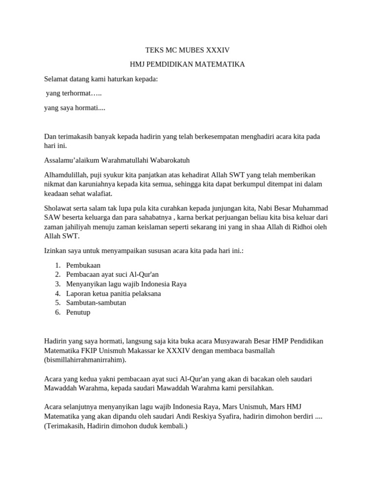Teks MC Mubes Xxxiv | PDF