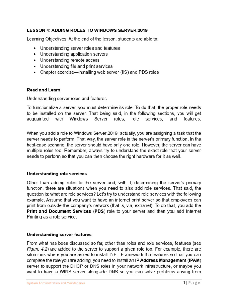 Lesson 4 - Adding Roles | PDF | Remote Desktop Services | Virtual ...